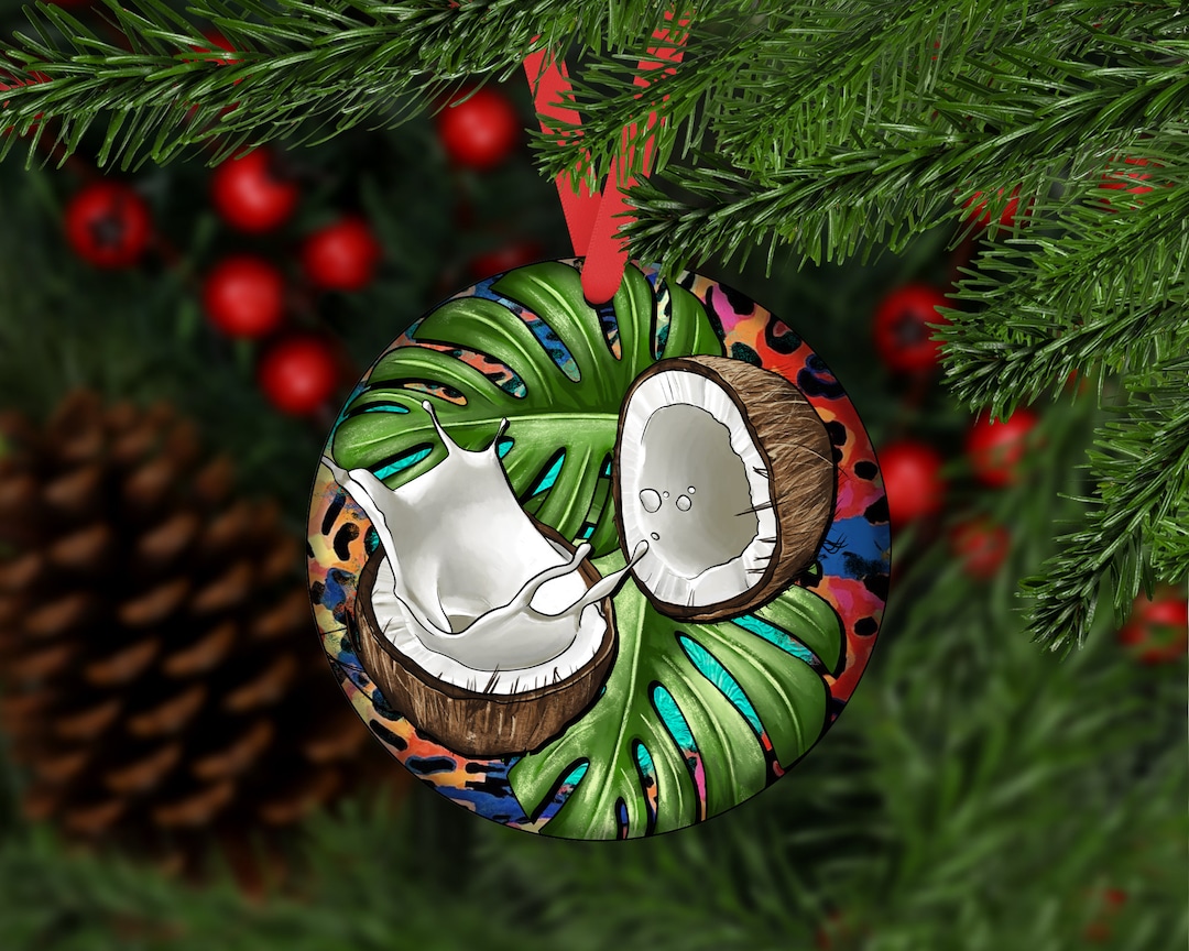 Christmas Coconut Ornament, Coconut Car Coaster, Coconut Ornaments ...