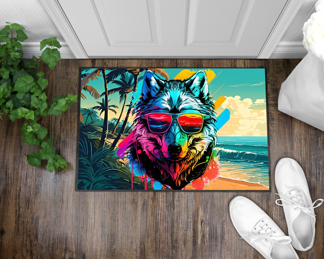 Wolf Door Mat, Wolf Floor Mat,wolf Rug,animal Rug,animal Floor Mat,gift ...