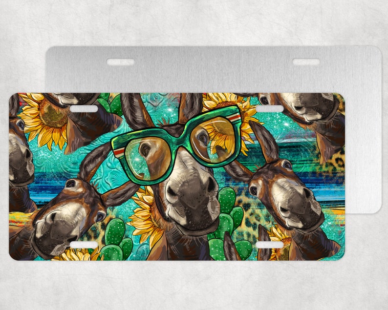 Donkey License Plate,donkey and Sunflowers License Plate,donkey,license ...