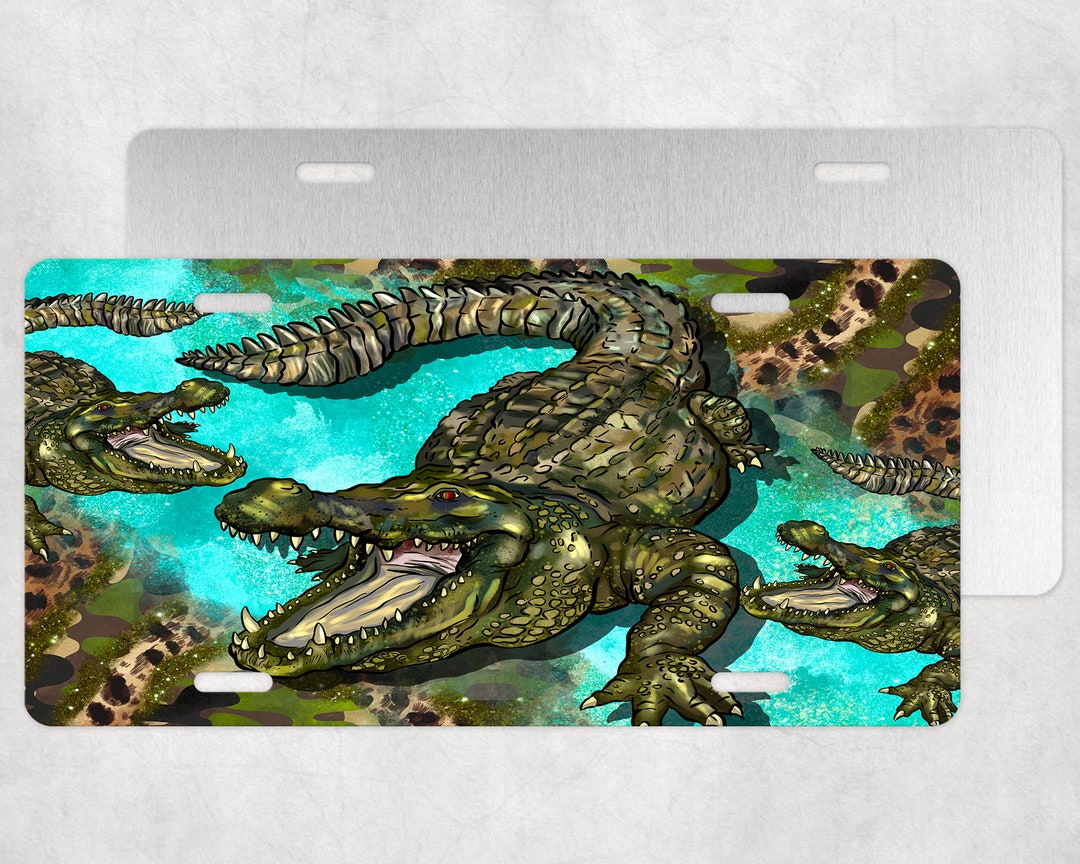 Western Turquoise Glitter Alligator License Plate,alligator License ...
