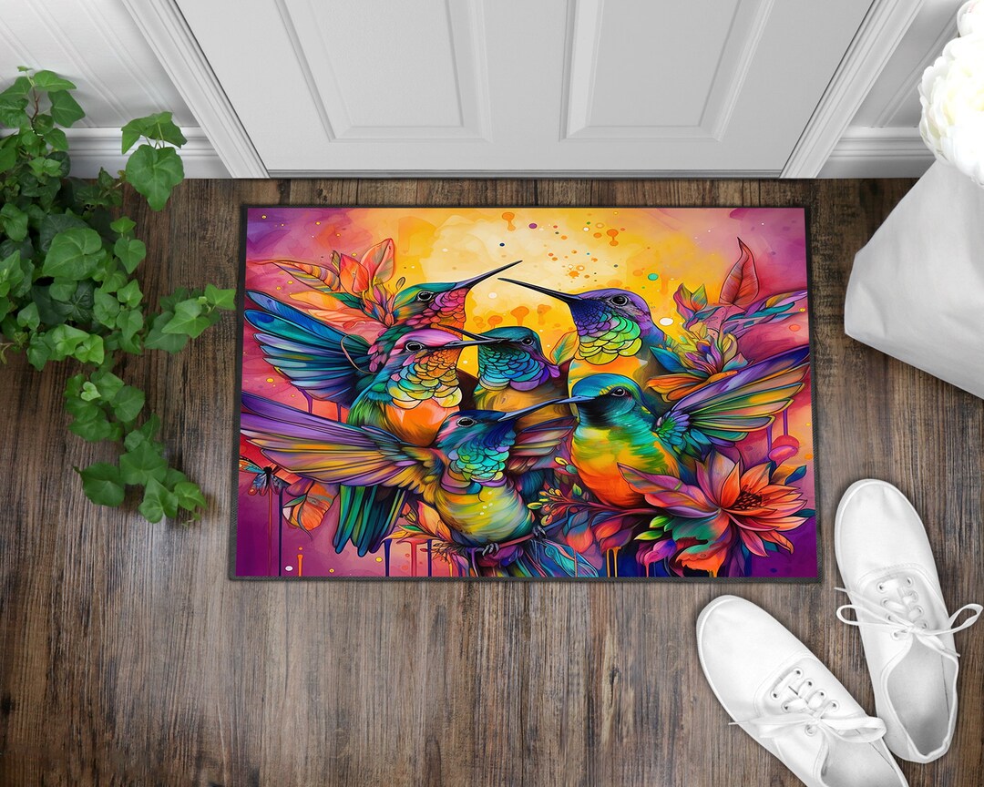 Hummingbird Door Matcolorful Hummingbird Floor - Etsy