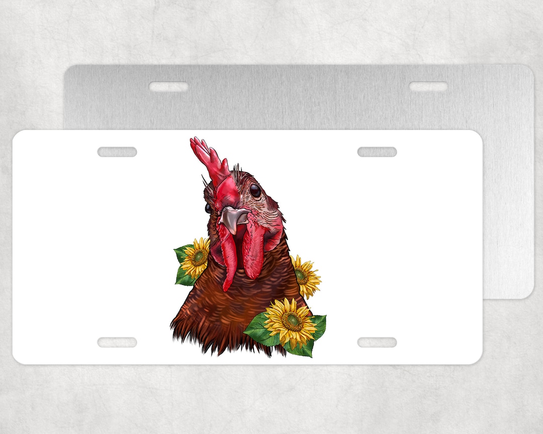 Rooster Sunflower License Plate,rooster License Plate,sunflower License ...