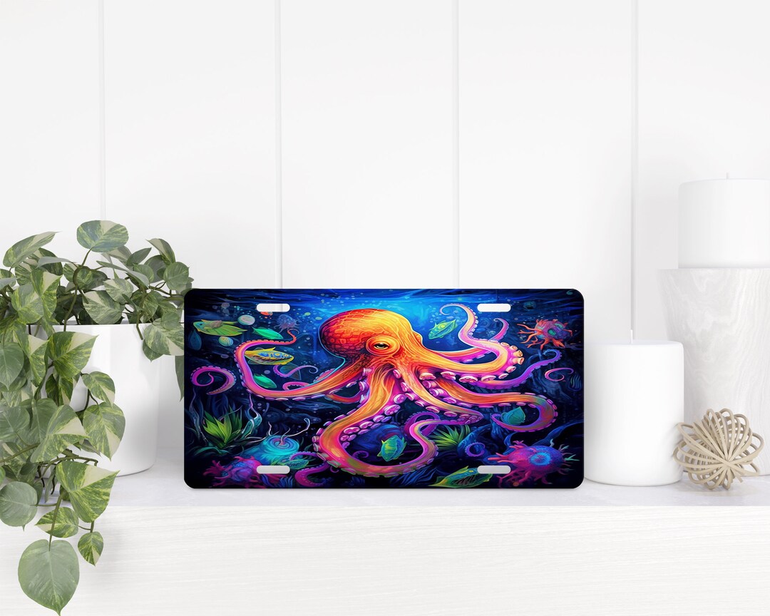 Octopus License Plate, Octopus,colorful Octopus License Plate,animal ...