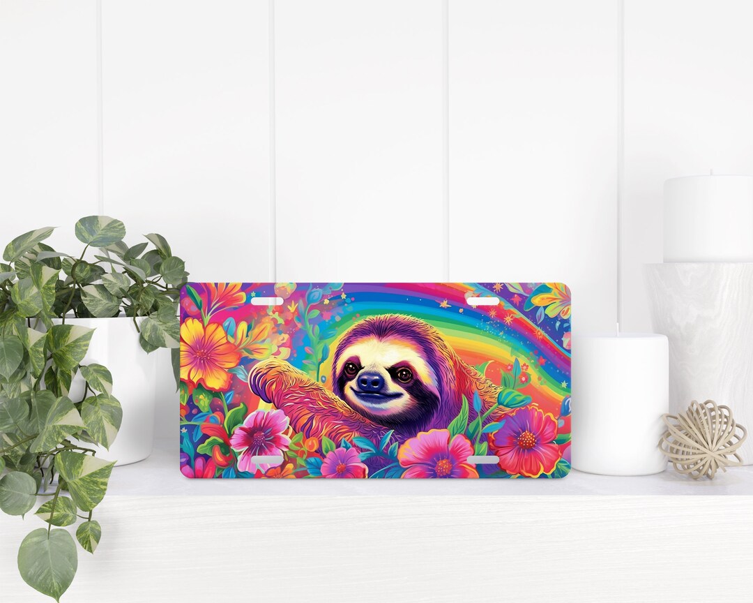 Neon Sloth License Plate, Sloth Licence Plate,neon License Plate,animal ...