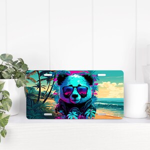Panda With Sunglasses License Plate, Panda and Beach,colorful Panda ...