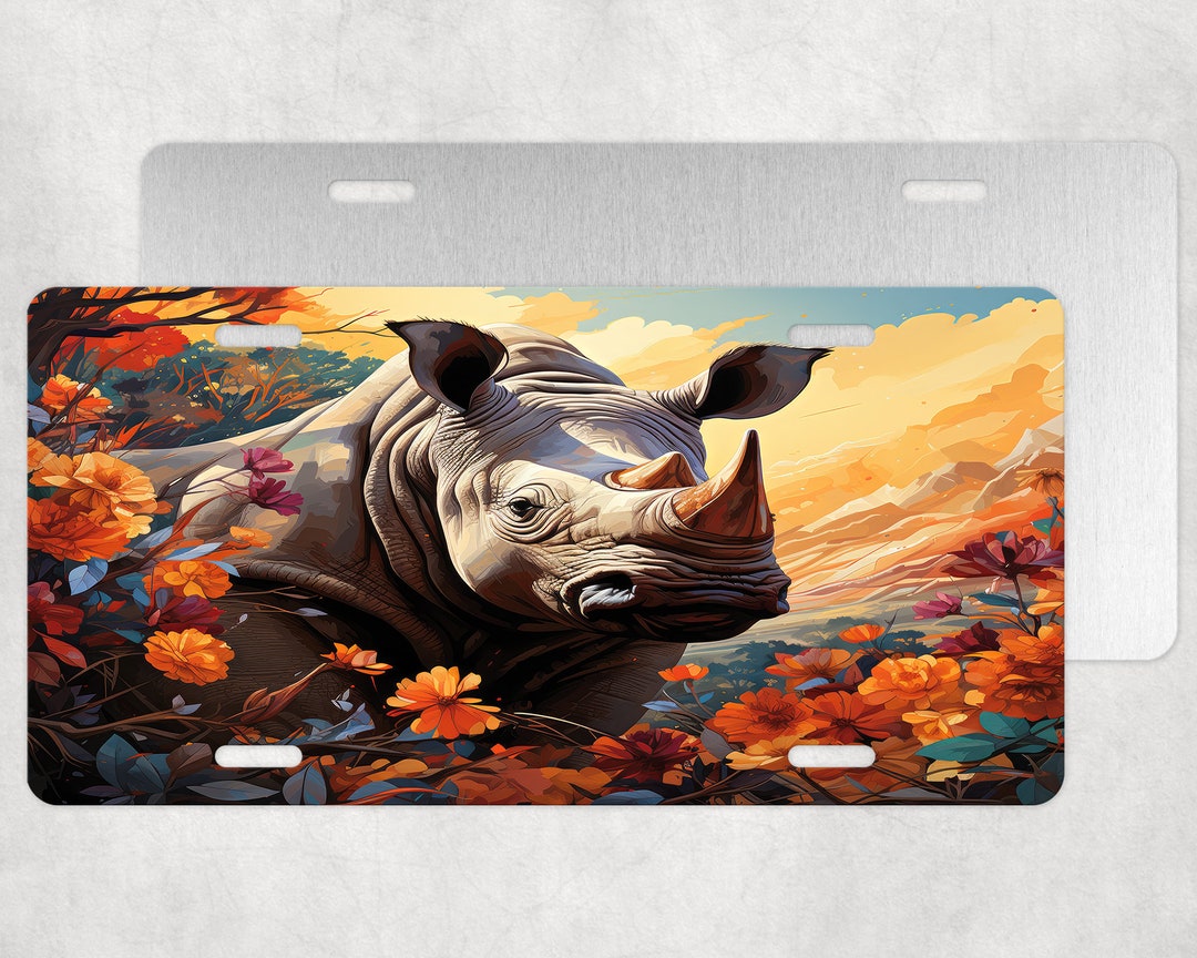 Rhino License Plate, Rhino Car Plate, Rhino,jungle Animals,animal ...