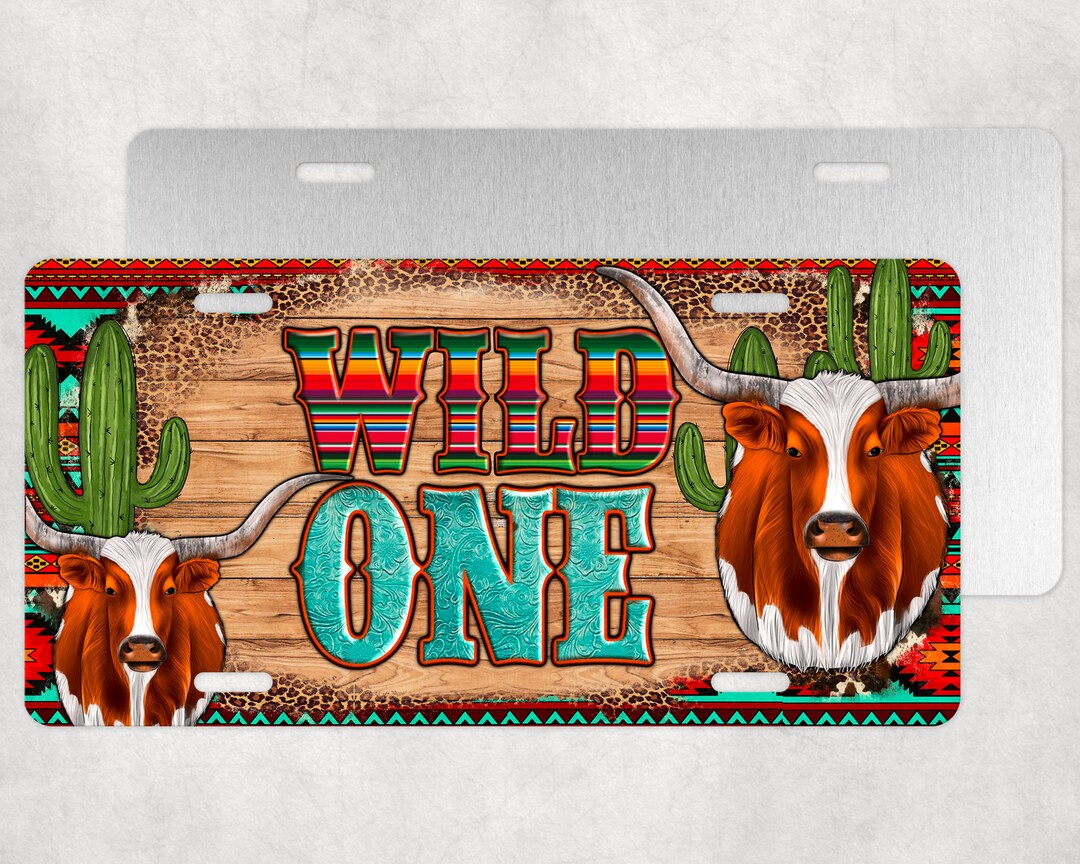 Texas Longhorn Wild One Cactus License Plate,cactus License Plate ...