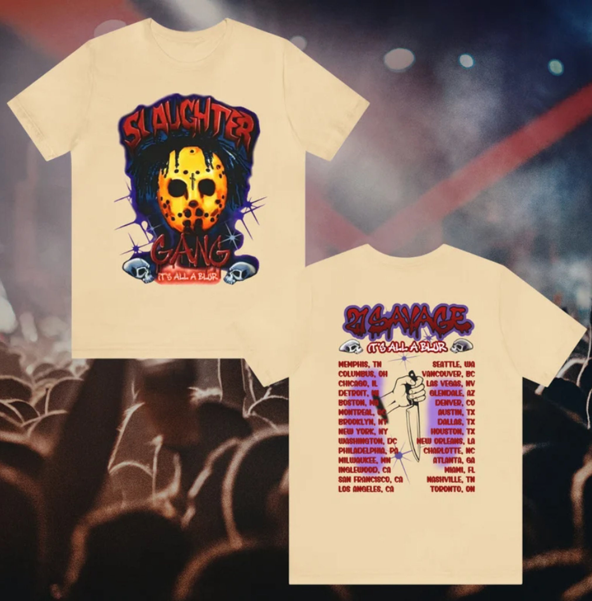 21 Savage Slaughter Gang Tour Dates Cities T-Shirt It's All A Blur Tour ...