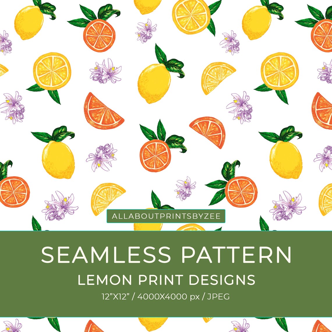 Seamless Summer Lemon, Print Design for Paper, Citrus Pattern for ...