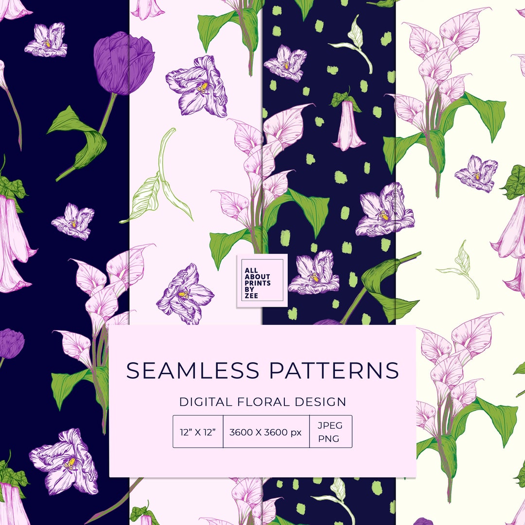 Pink Floral Pattern Fabric, Digital Pattern for Scrapbooking, Spring ...