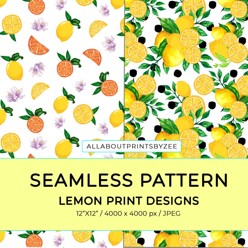 Seamless Summer Lemon, Print Design for Paper, Citrus Pattern for ...