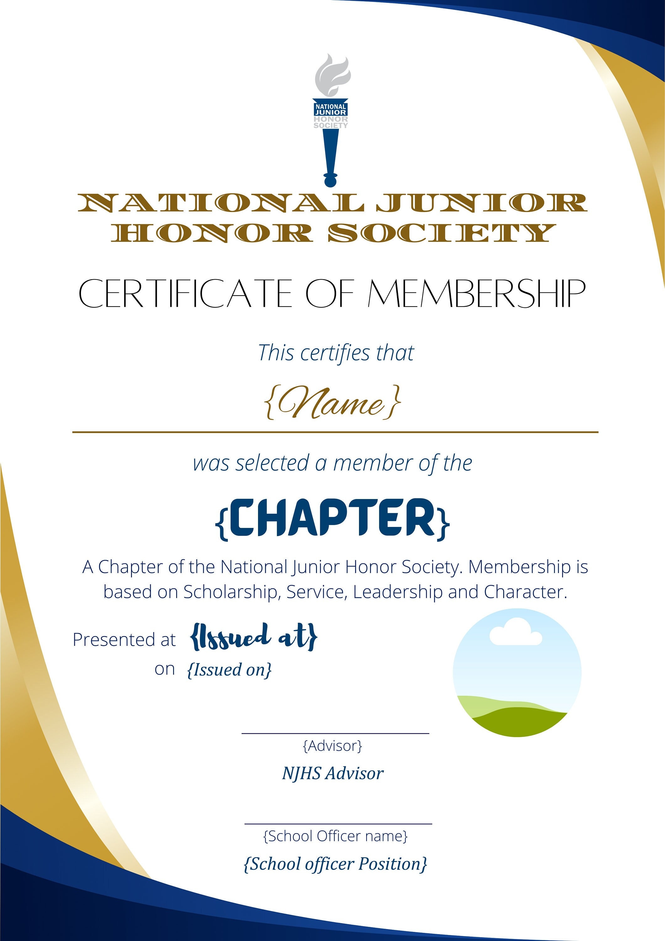 NHS | National Junior Honor Society | NJHS Certificate | Fully Editable ...