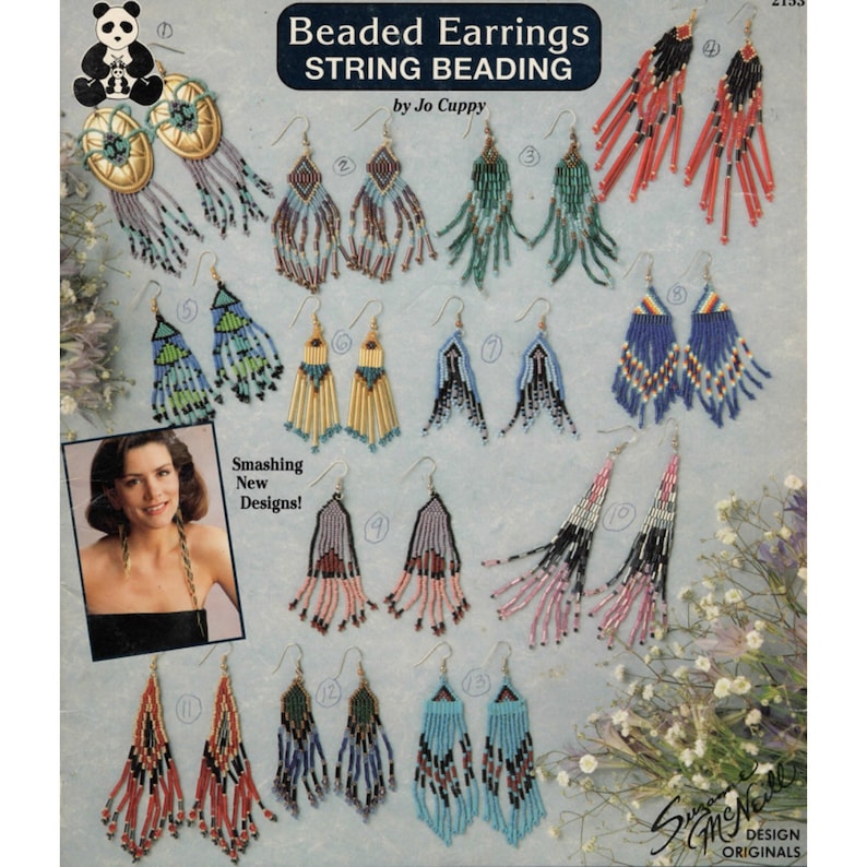 1990 Stylish Beaded Earrings String Bead Book DIY How to Bead Jewelry ...