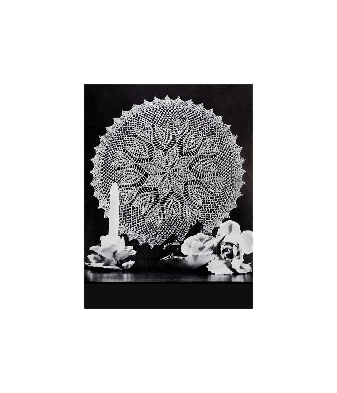 1959 Crochet Pattern Round Crocus Flower Cluster Doily Lace Thread ...