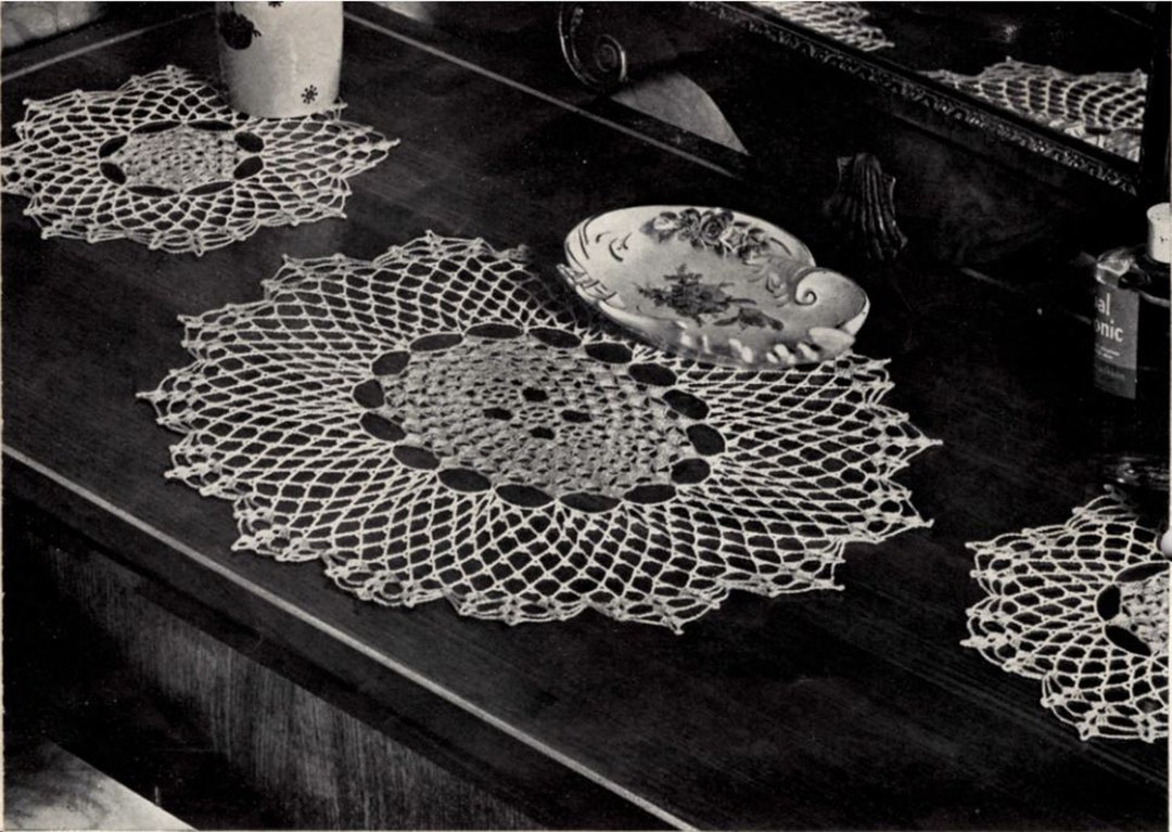 1960s Crochet Round Doily Sets Lace Thread Vintage PDF Digital Tutorial ...