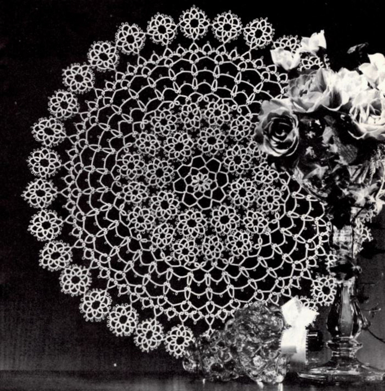 1959 Tatted Flower Frost Doily Tatting Pattern Vintage Tutorial Digital ...
