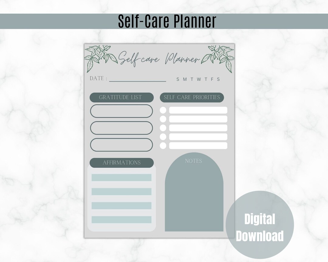 Self-care Checklist for Mental Health, Daily Gratitude Printable Sheet ...