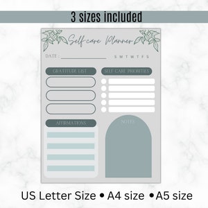 Self-care Checklist for Mental Health, Daily Gratitude Printable Sheet ...