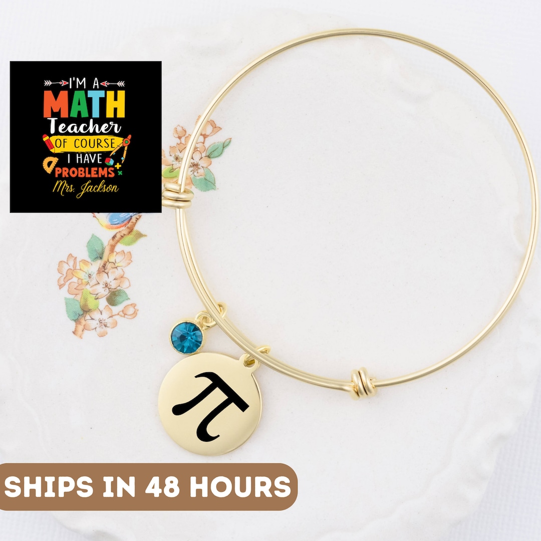 Personalized Math Teacher Bracelet, Math Teacher Gift, Math Teacher ...