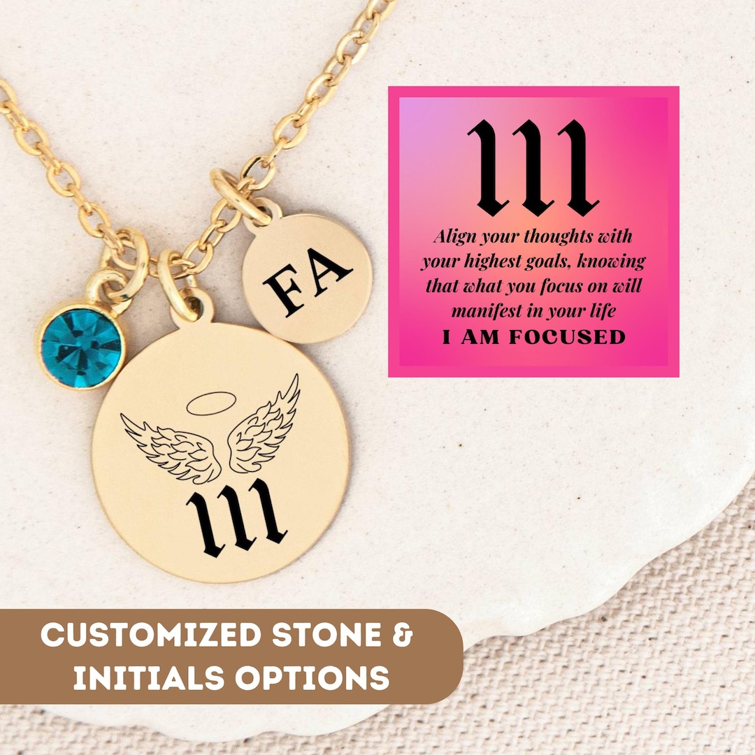 Custom Angel Number Necklace, Angel Number Pendant, Angel Number ...