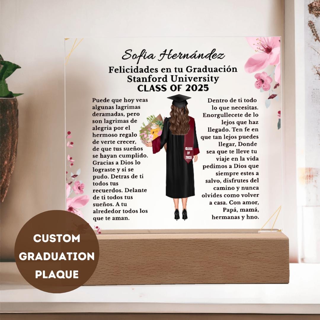 Personalised Graduation Gift Spanish, Graduation Plaque, Graduation ...