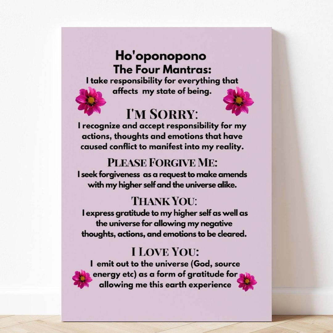 Ho'oponopono Prayer Hawaiian Wall Art, Self Love Gift Hawaii Self Care ...