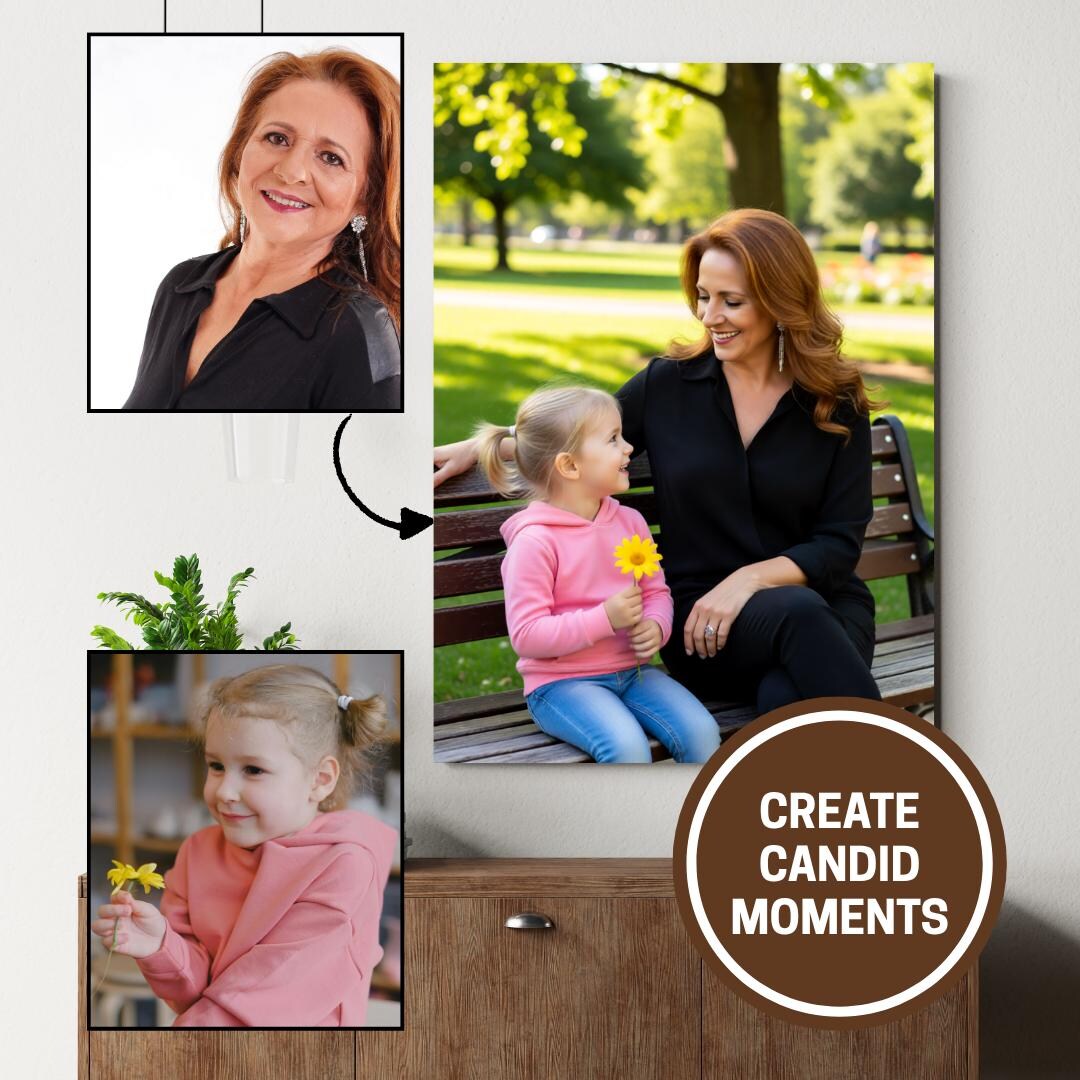 Realistic Photo Merge Add Loved One to Picture Custom Memorial Portrait ...