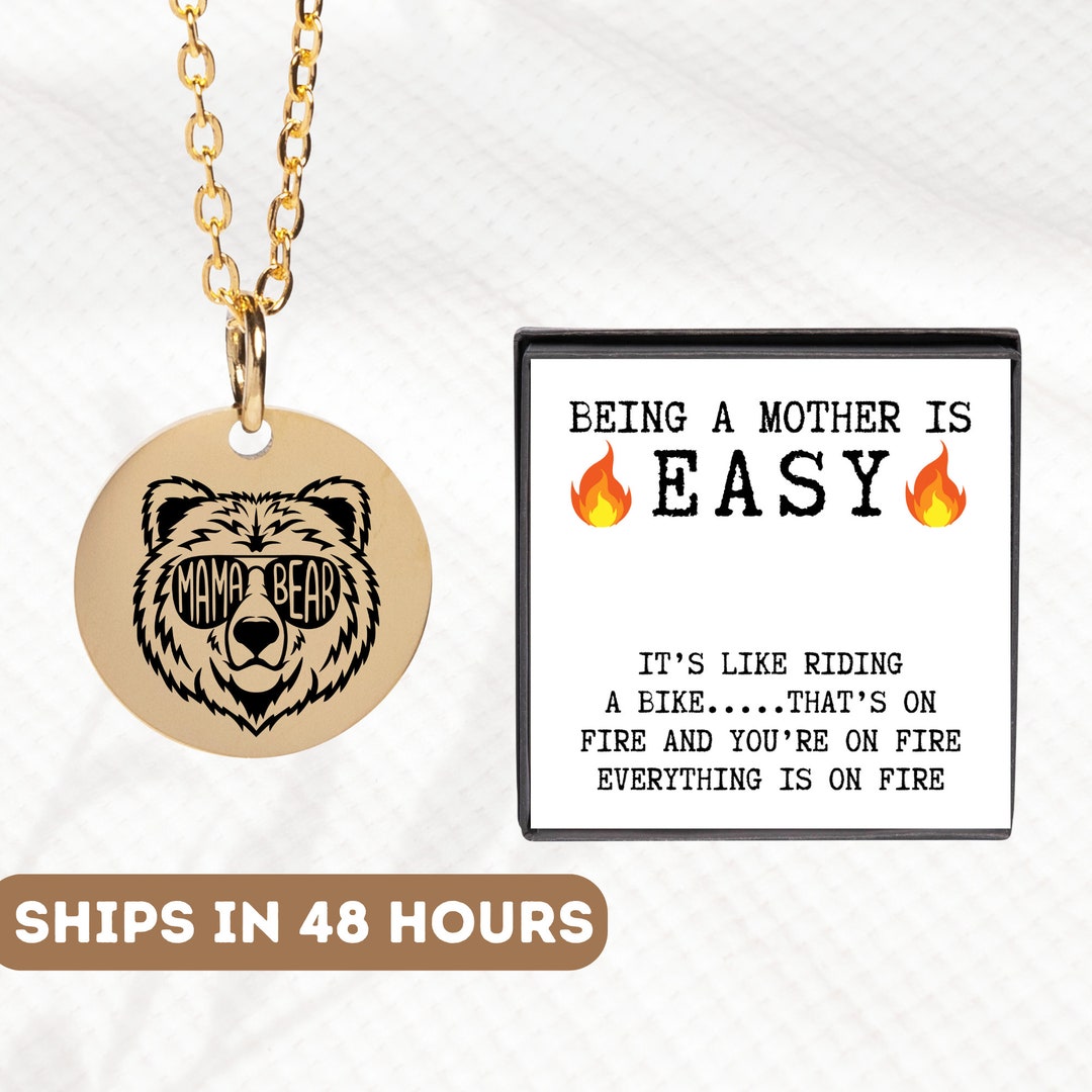 Mama Bear Mother Necklace, Sarcastic Mother's Day Gift From Kids, Polar ...