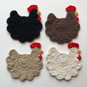 Chicken Coasters - Choose Your Colors - Set of 2, 3, 4, or 5 - Crochet ...