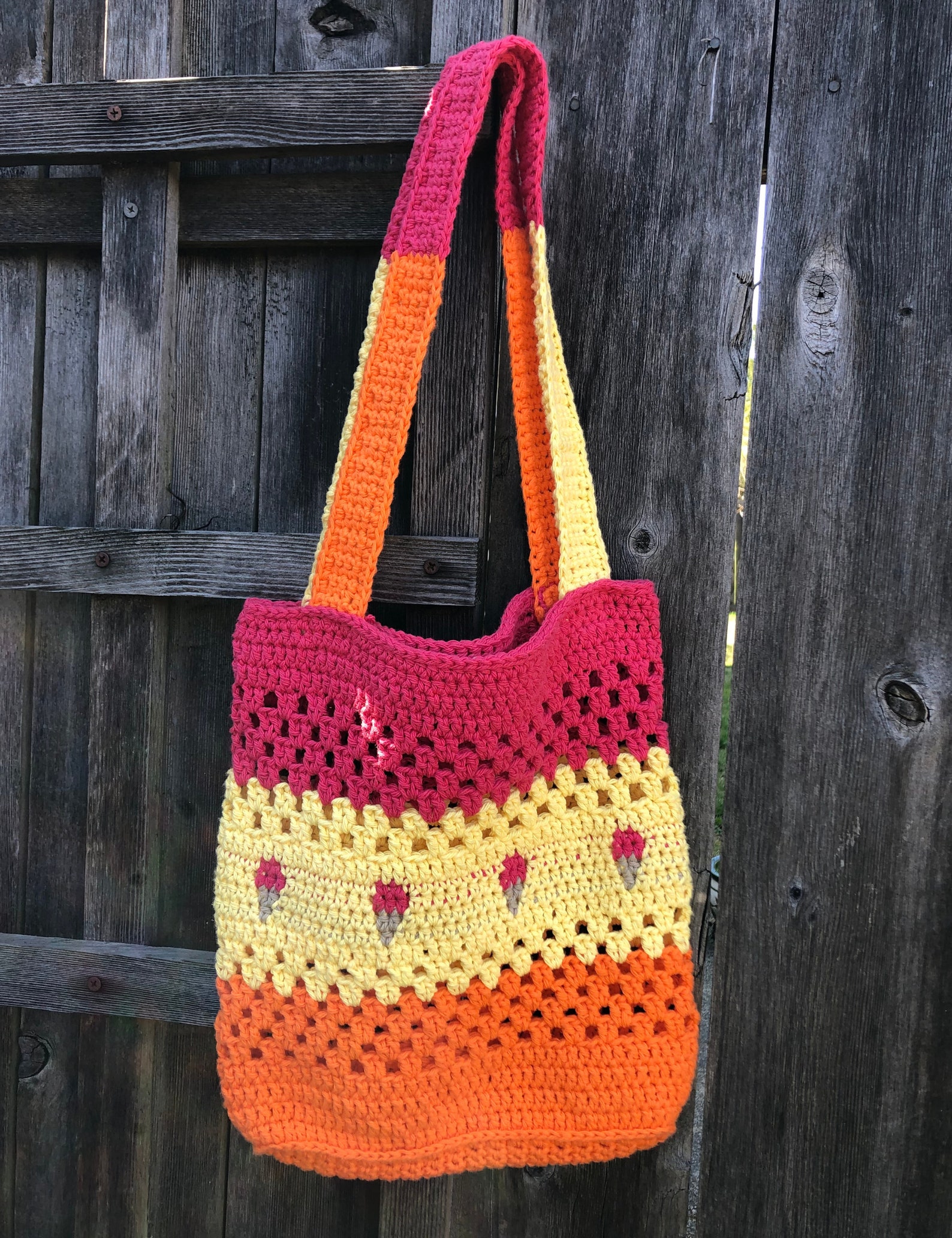 Ice Cream Tote Bag Crochet Pattern, Summer Crochet Book Bag Pattern ...