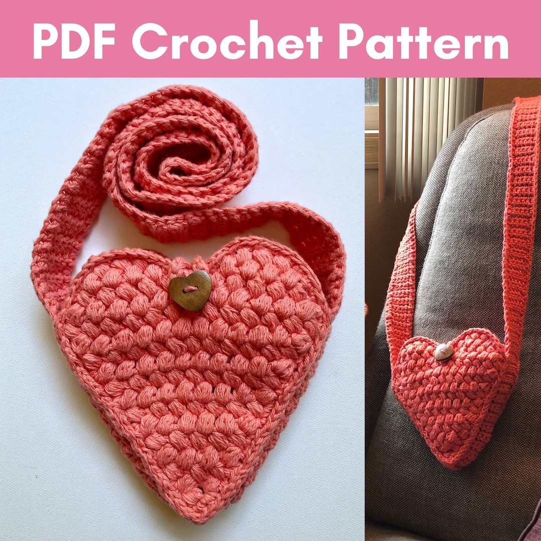 Heart Bag Crochet Pattern, Valentine's Day Crochet Purse for Girl ...