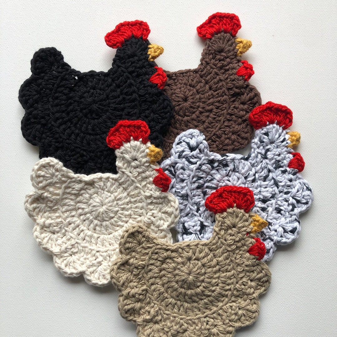Chicken Coasters - Choose Your Colors - Set of 2, 3, 4, or 5 - Crochet ...
