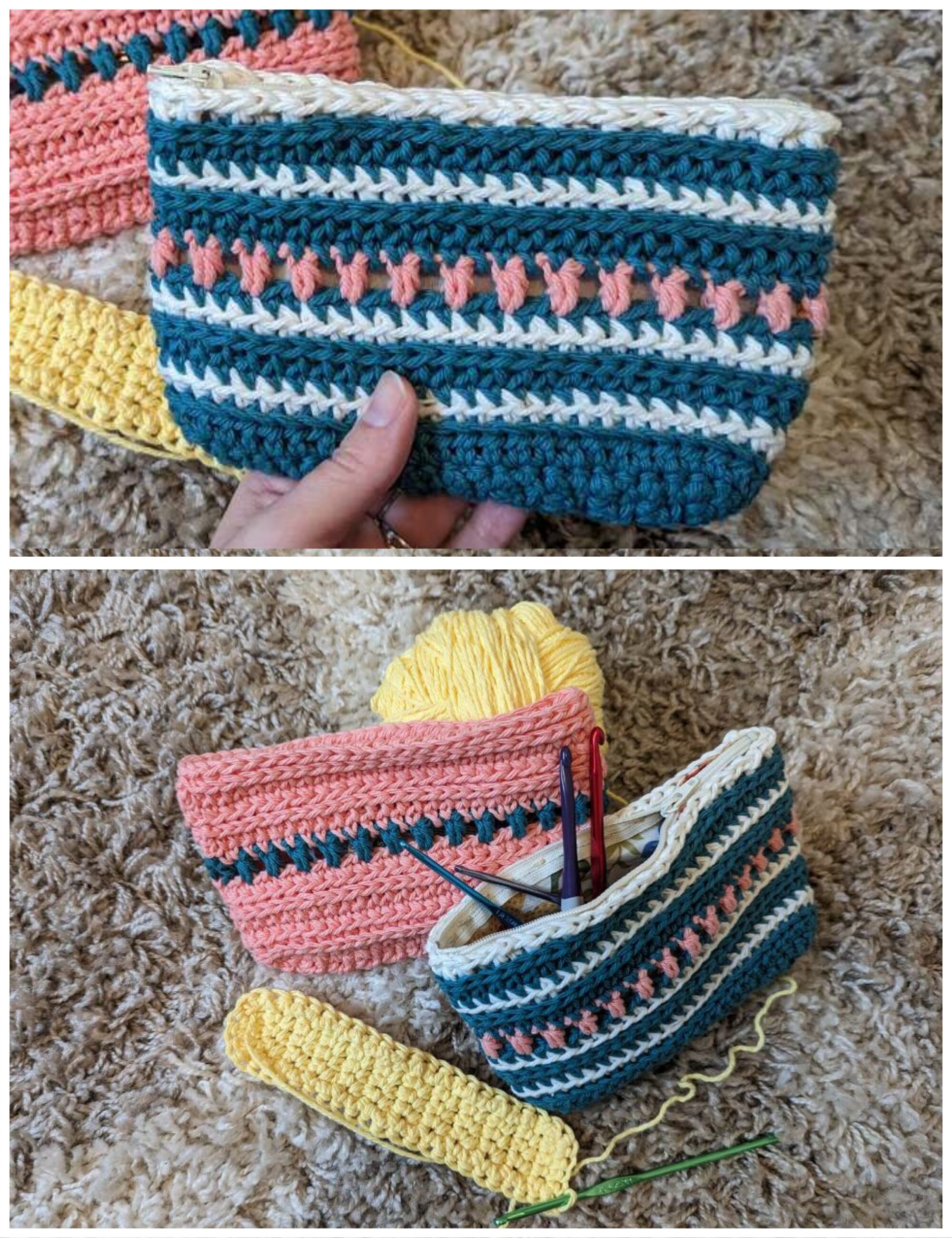 Mini Zippered Pouch Crochet Pattern - Small Pouch With Fabric Lining ...