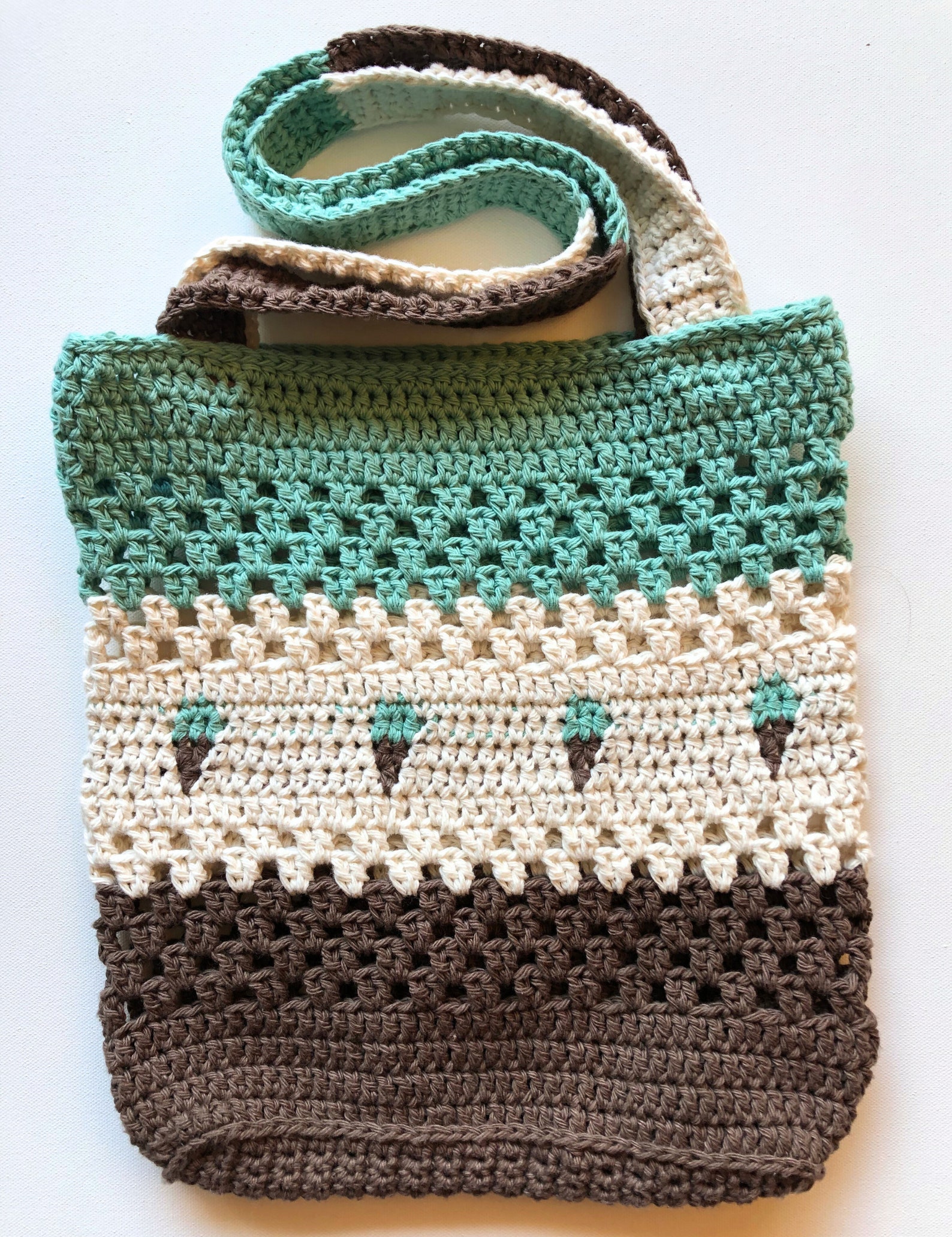 Ice Cream Tote Bag Crochet Pattern, Summer Crochet Book Bag Pattern ...