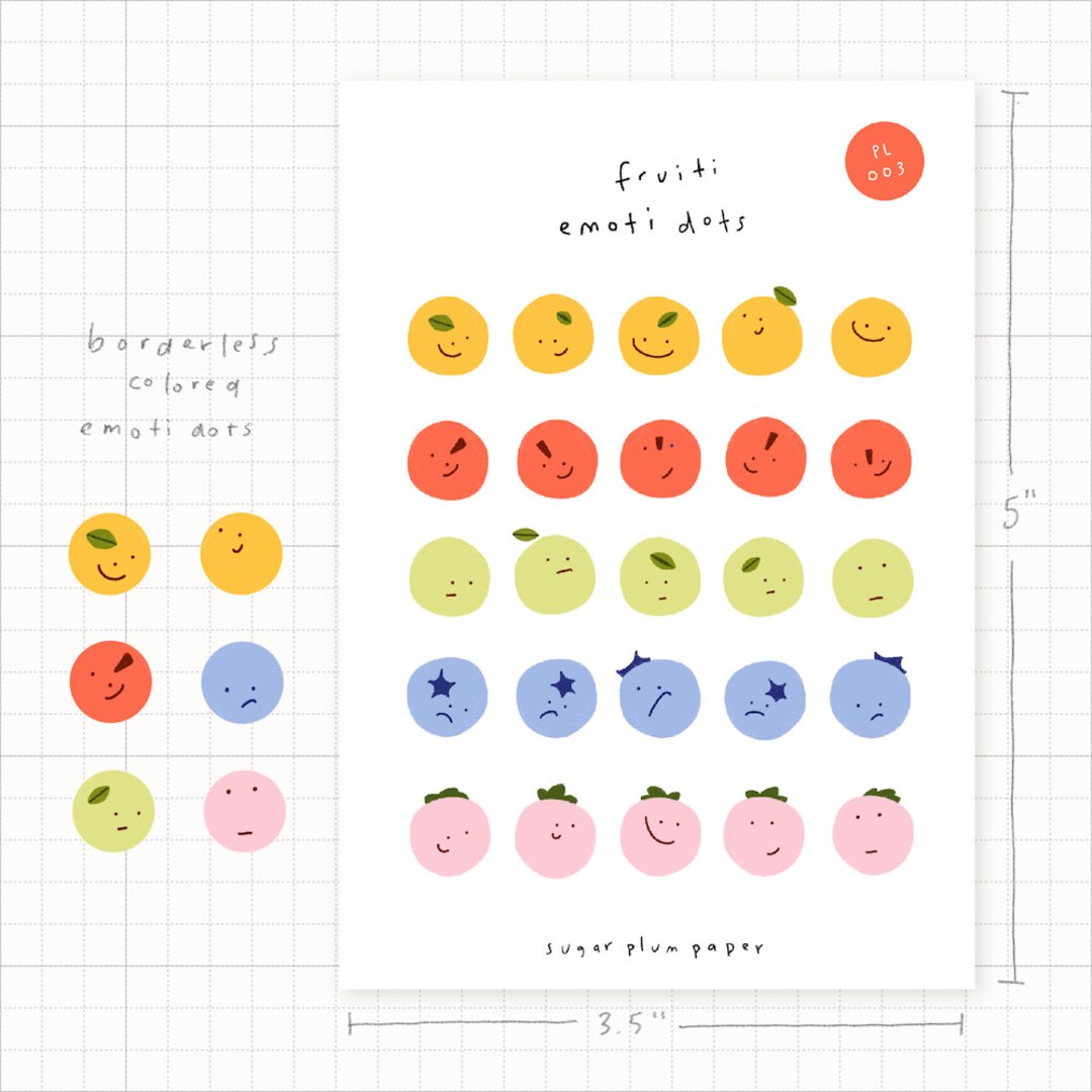 Colorful Emoti Dots Sticker Sheet // Cute Smiley Stickers, Bullet ...