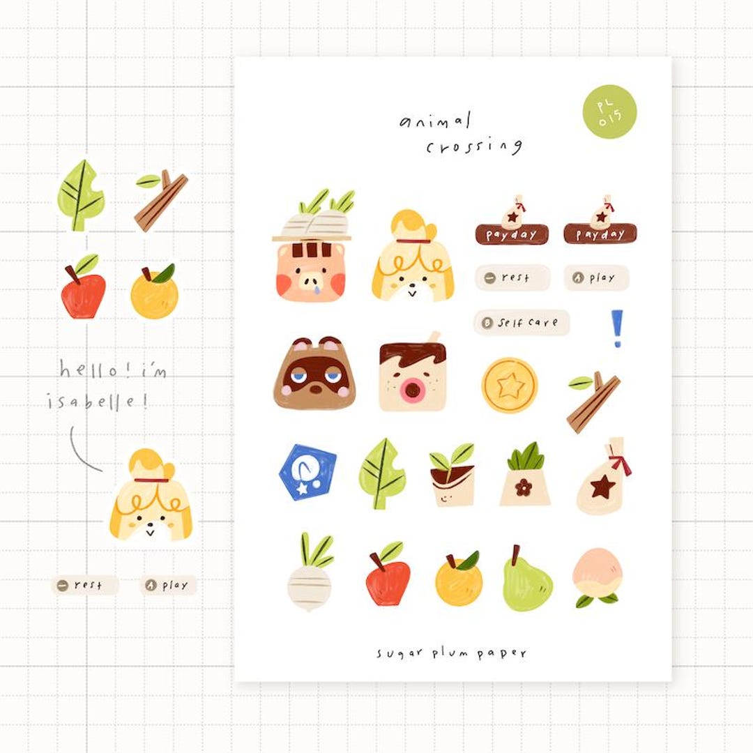 Animal Crossing Sticker Sheet // Tom Nook Isabelle Daisy Mae Zucker ...