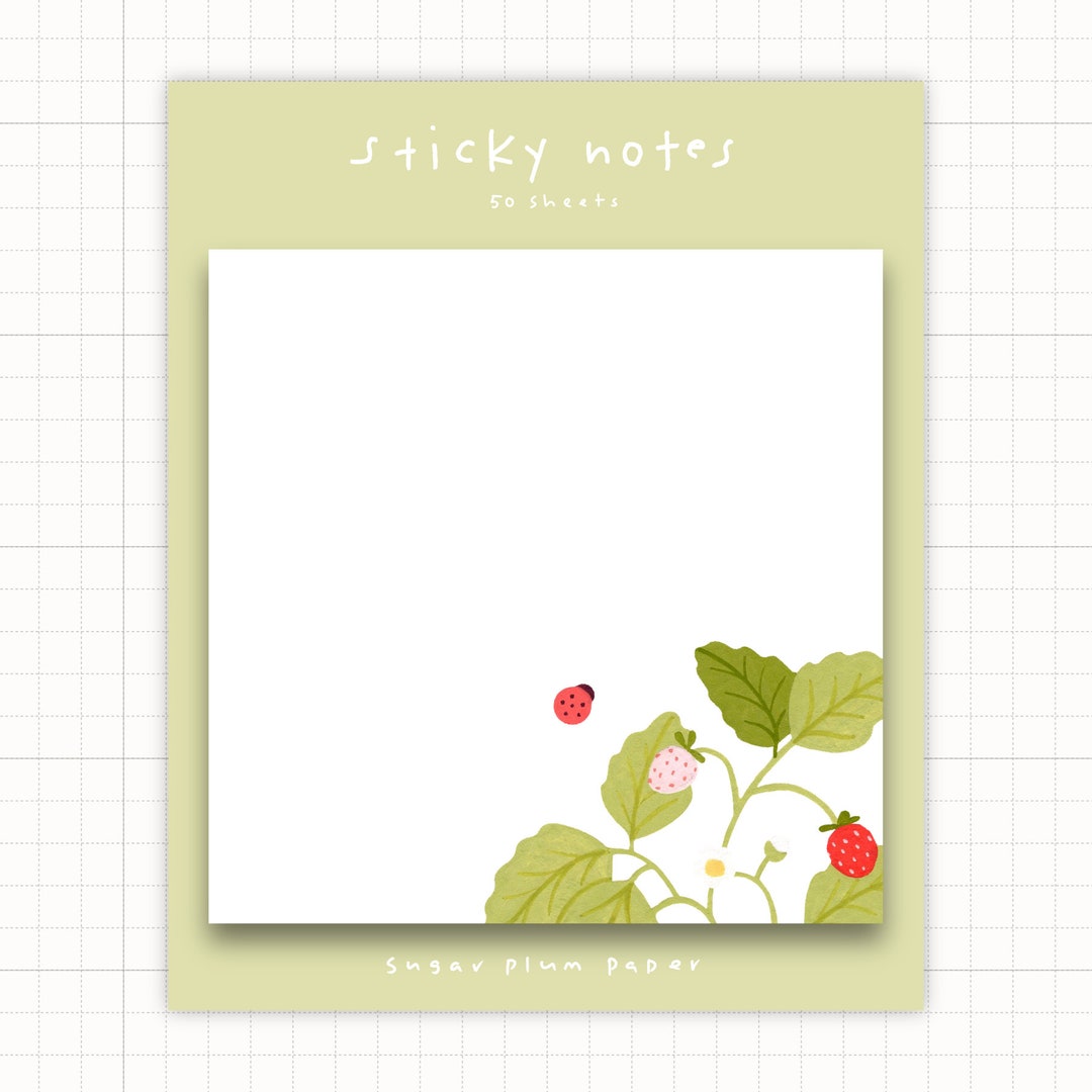 Strawberry Bunch POST-IT® Notes Cute Cottagecore Sticky Notes, Fruity ...