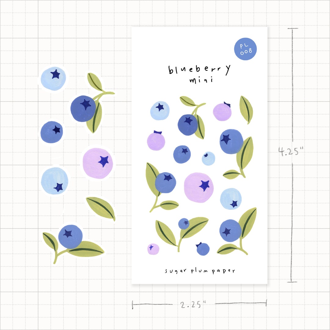 Mini Blueberry Sticker Sheet // Cute Fruit Stickers, Cottagecore ...