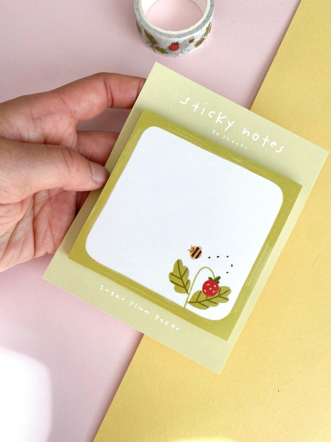 Strawberry Bee POST IT Notes | Cute Floral Fruit Sticky Notes ...