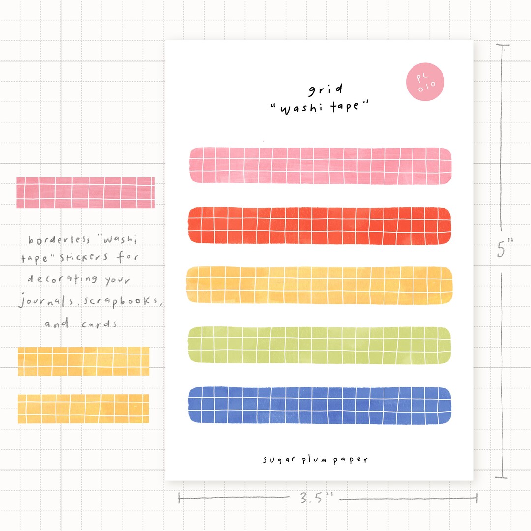 Grid "washi Tape" Sticker Sheet // Bullet Journal, Planner Scrapbook ...