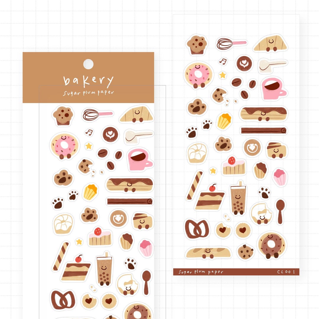 Bakery Clear Sticker Sheet / Jellycat-inspired Dessert Stickers, Cute ...