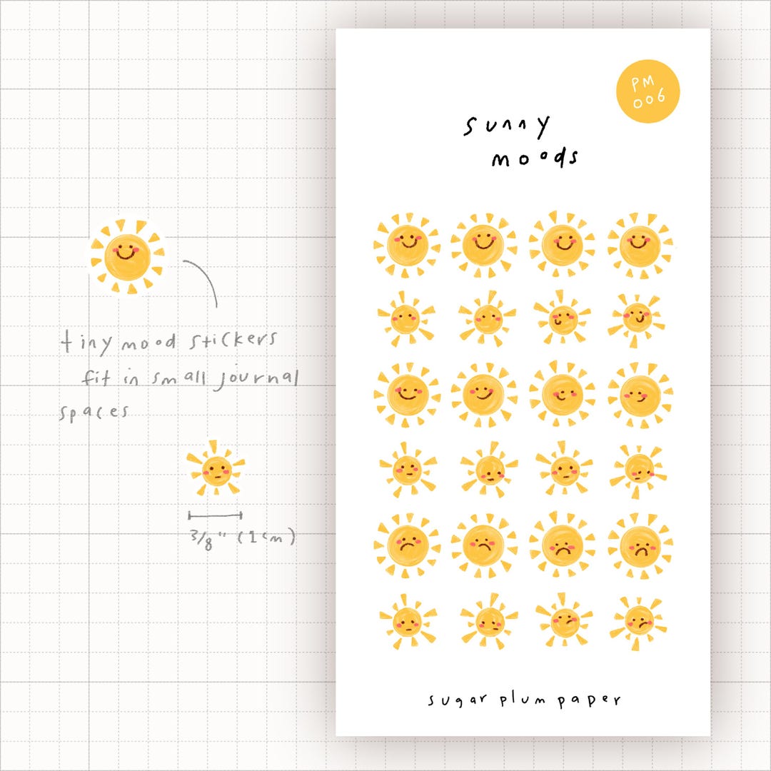 Mini Sunny Weather Icons Sticker Sheet // Cute Sunny Mood Stickers ...