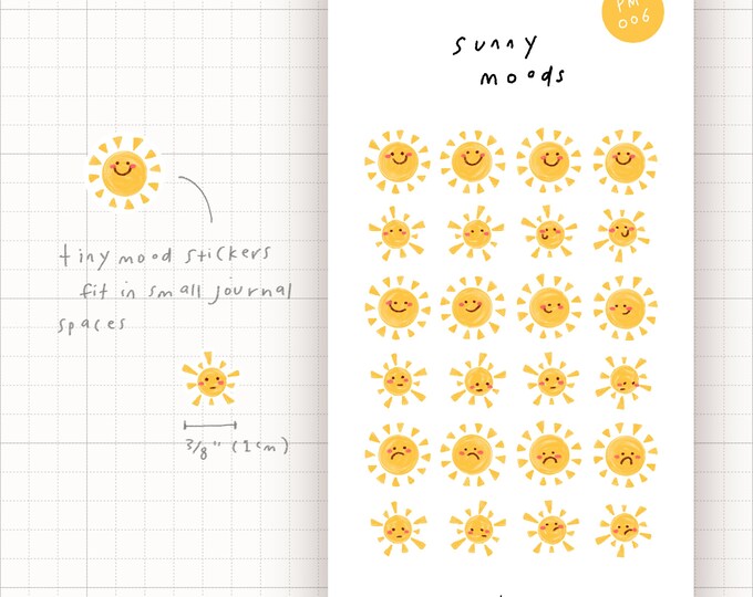 Mini Sunny Weather Icons Sticker Sheet // Cute Sunny Mood Stickers ...