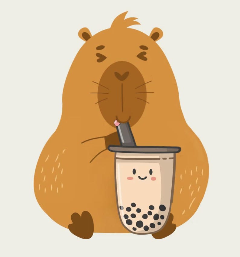 Capybara Boba Tea Sticker - Etsy