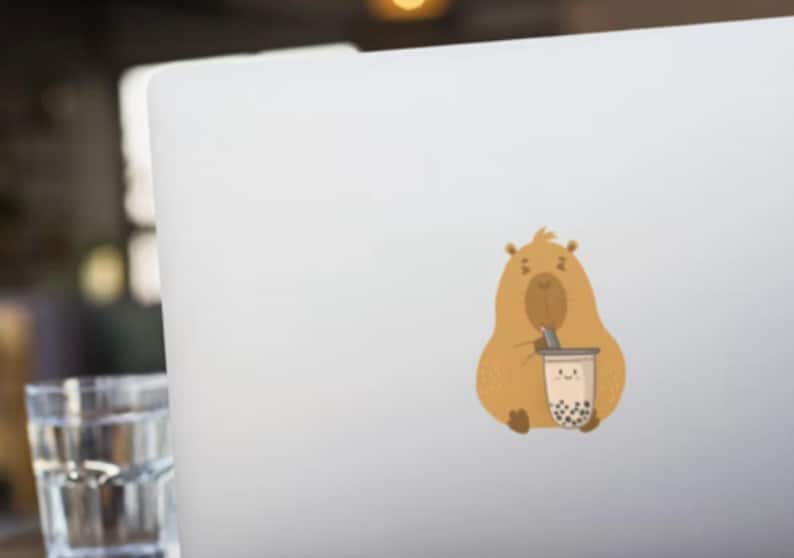 Capybara Boba Tea Sticker - Etsy