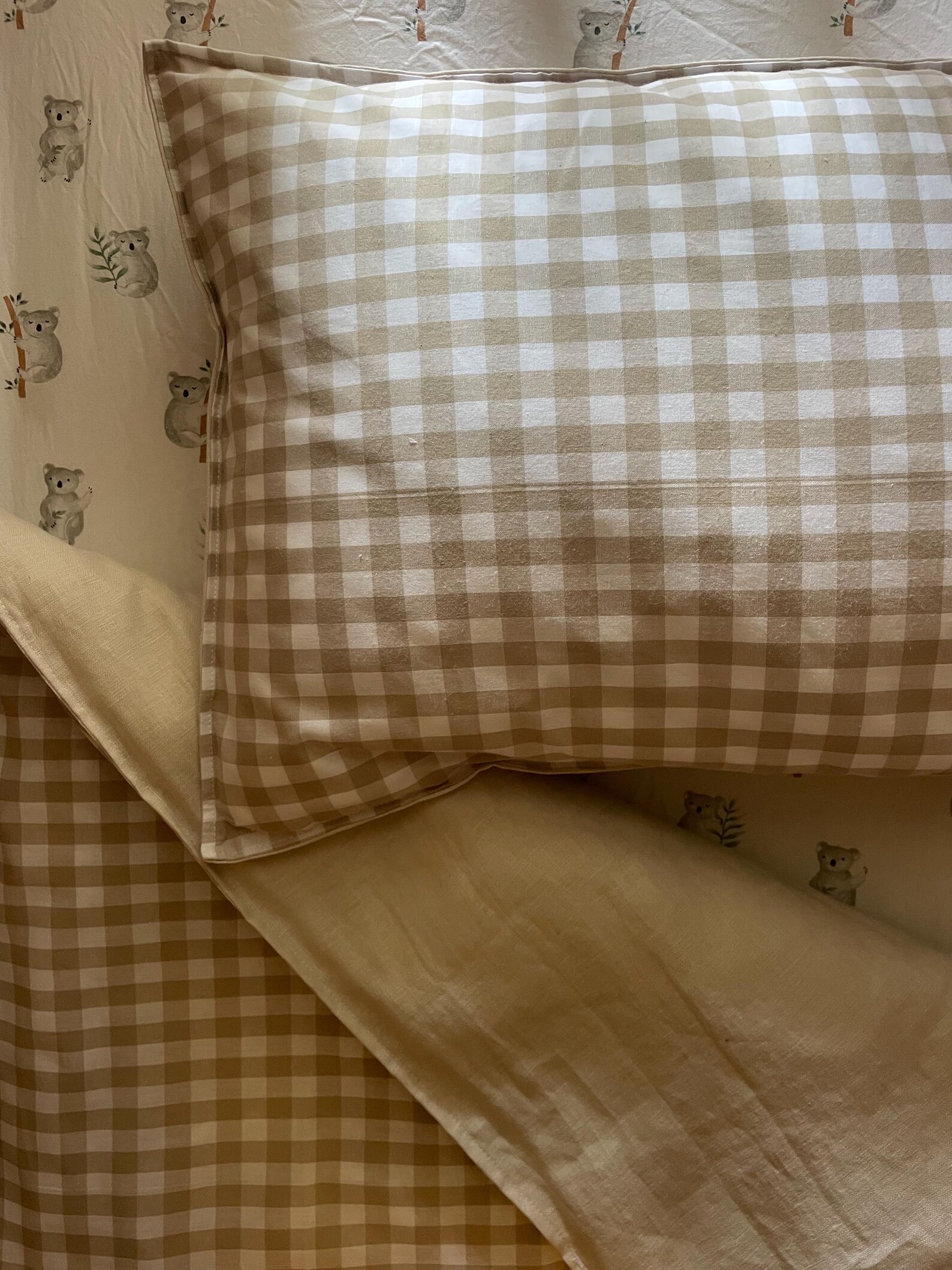 Gingham Cot Quilt Cover Set, Doona Cover and Infant Child Pillow Case ...