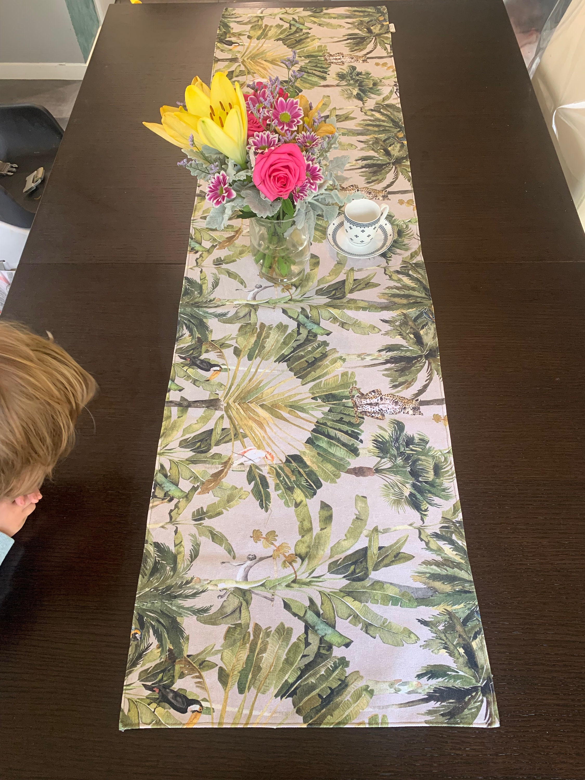 Jungle Safari Table Runner / Jungle / Rainforest / Green Leaves ...