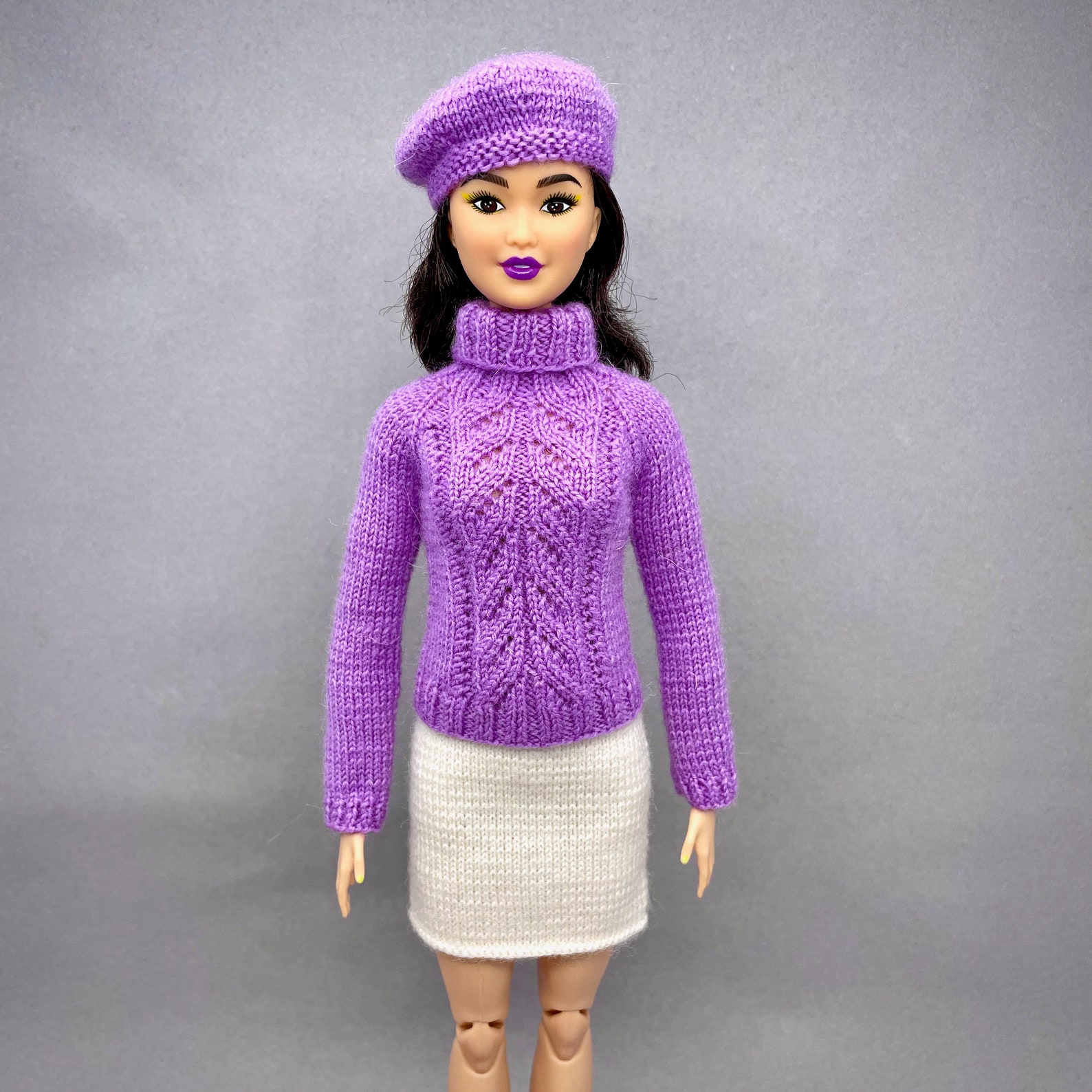 Sweater, Skirt and Beret Knitting Pattern for Barbie Doll, Pattern ...