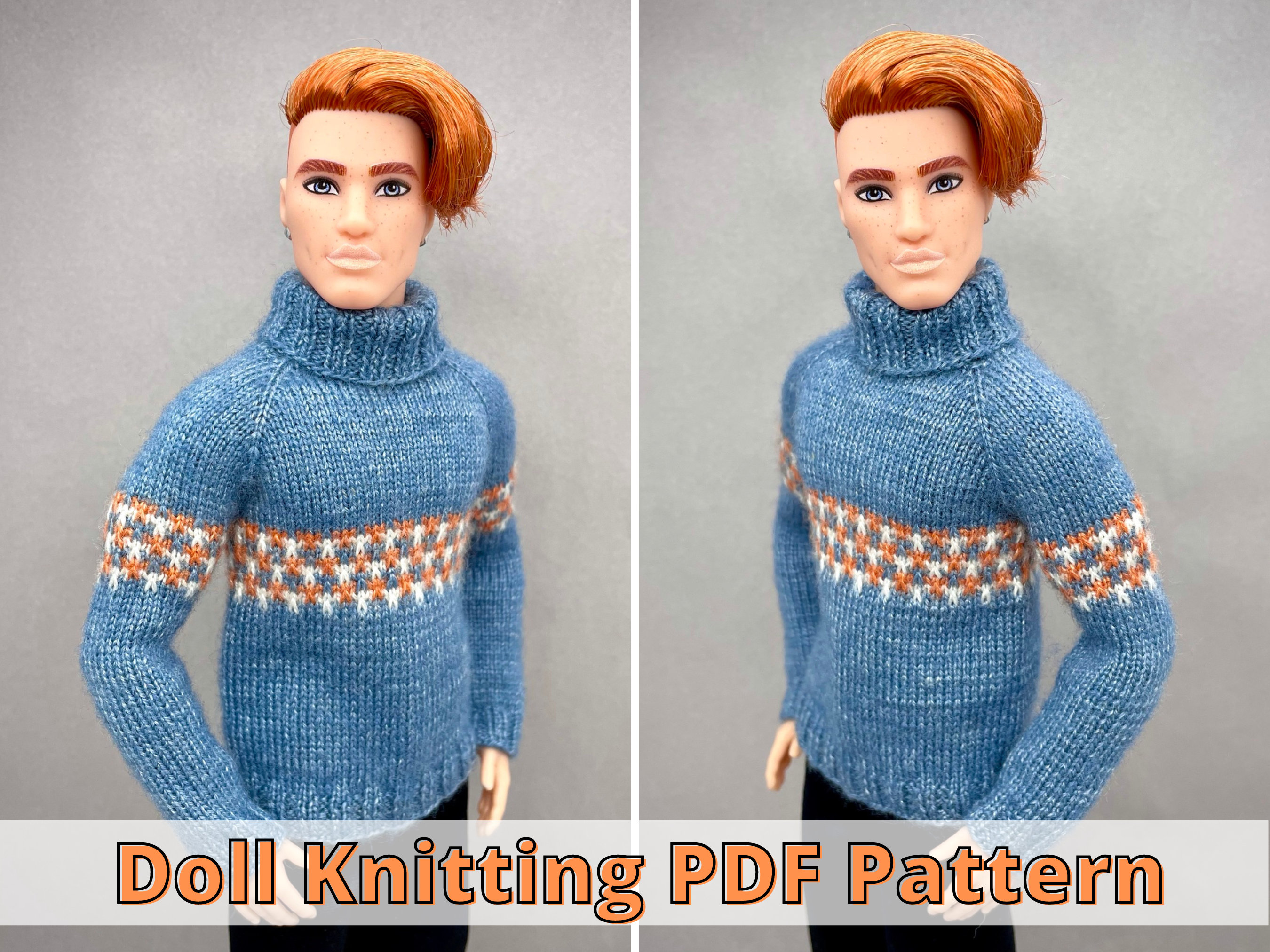 Sweater for Ken, Knitting Pattern for Doll Ken, Pullover Knitting ...