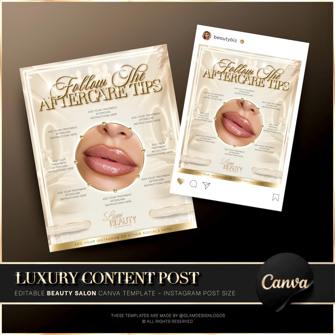 Luxury Gold & Beige Aftercare Instagram Post, Canva Template, Beauty ...